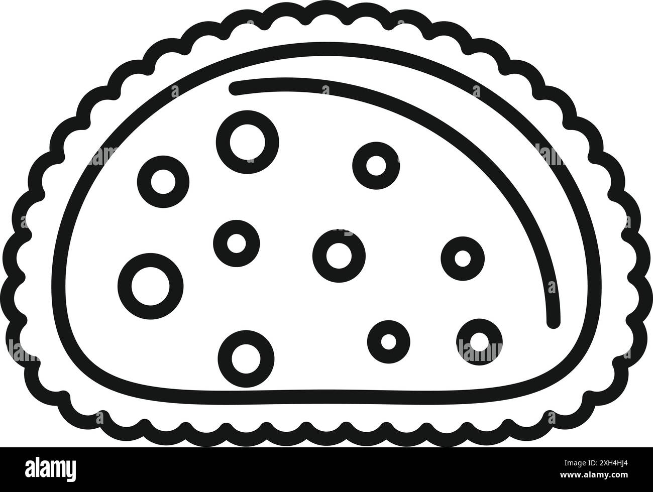 Simple, recognizable black and white icon of a round cookie with ...