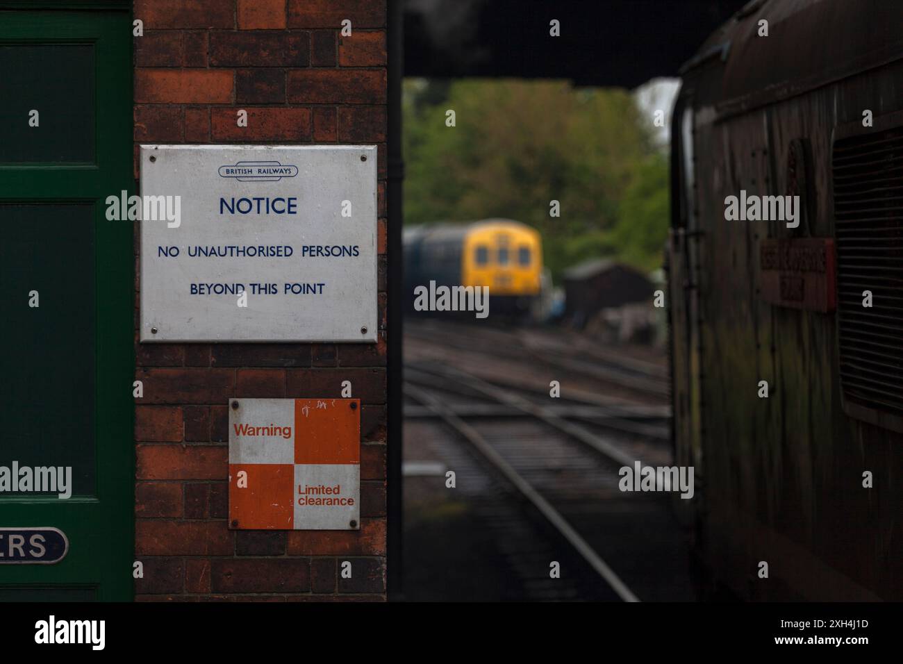 Limited clearance and do not pass this point British Railways signs at ...