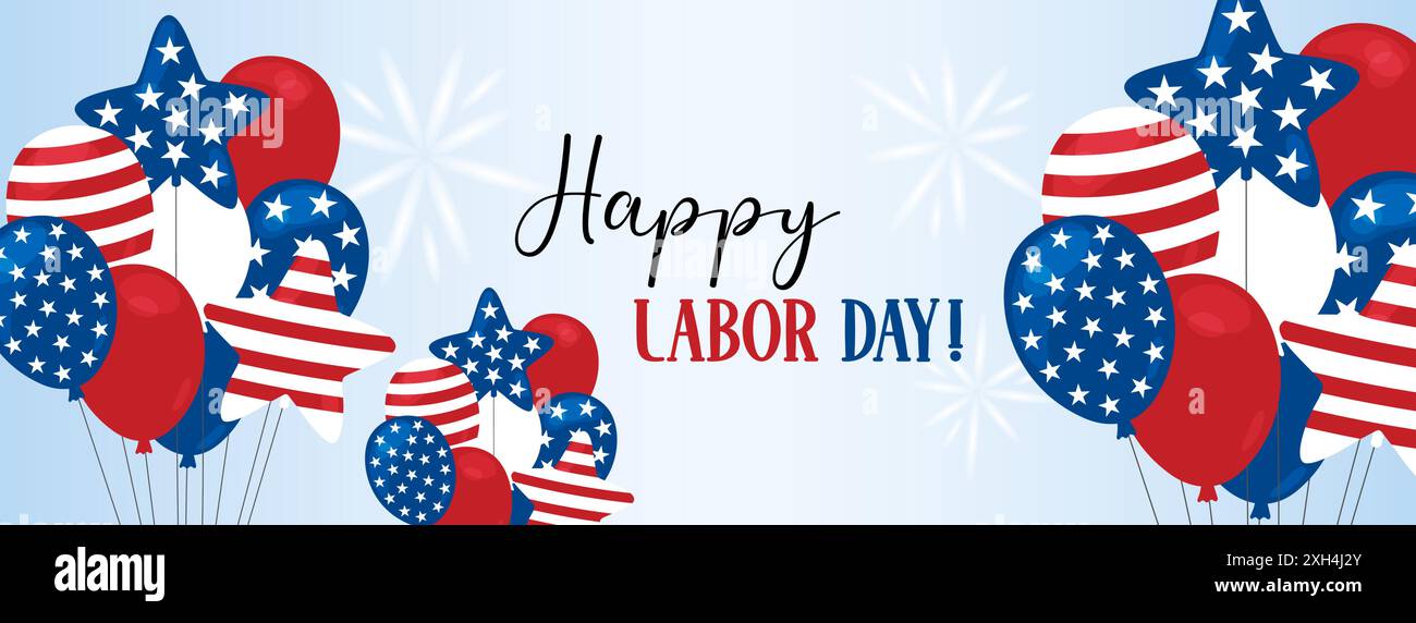 Happy Labor Day banner. American Labor Day celebration. Text and ...
