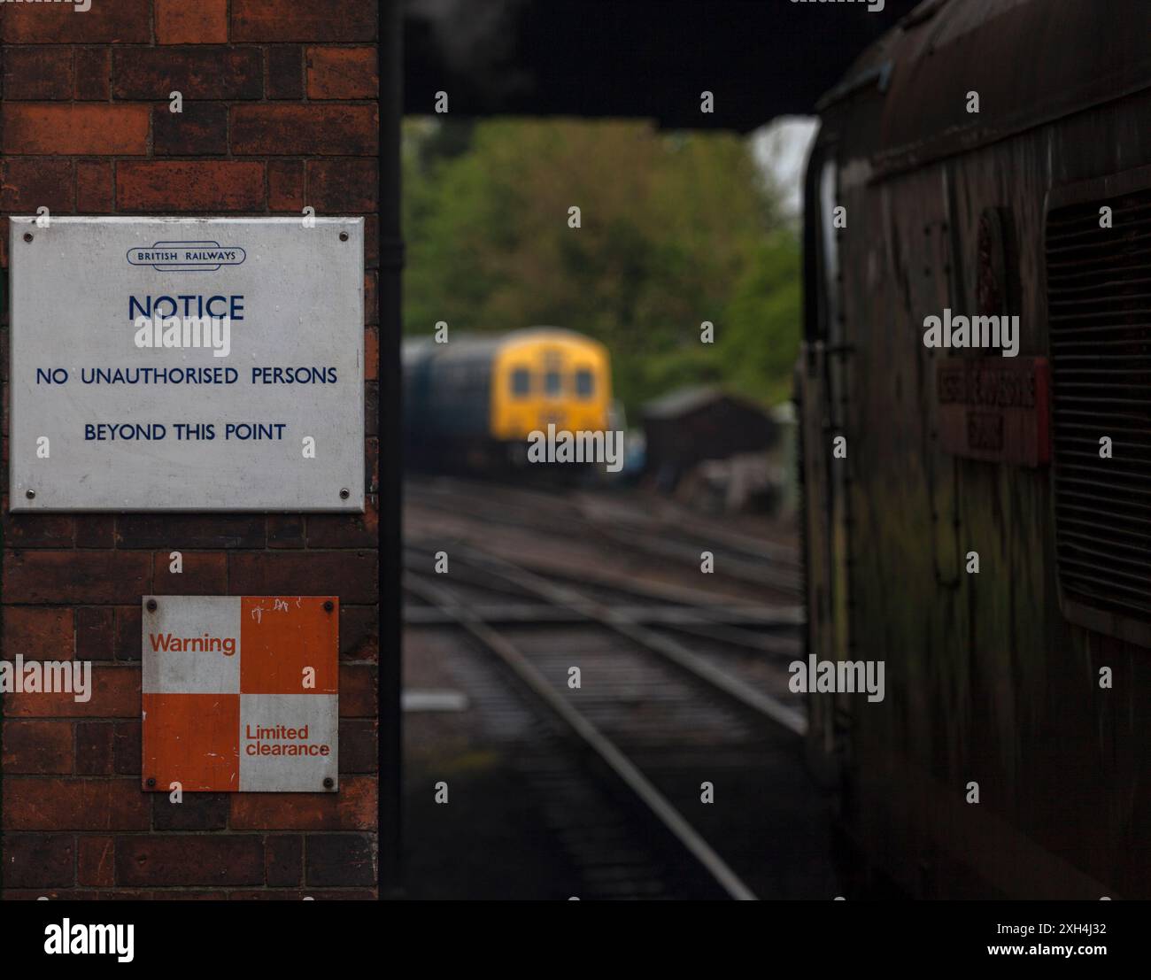 Limited clearance and do not pass this point British Railways signs at ...