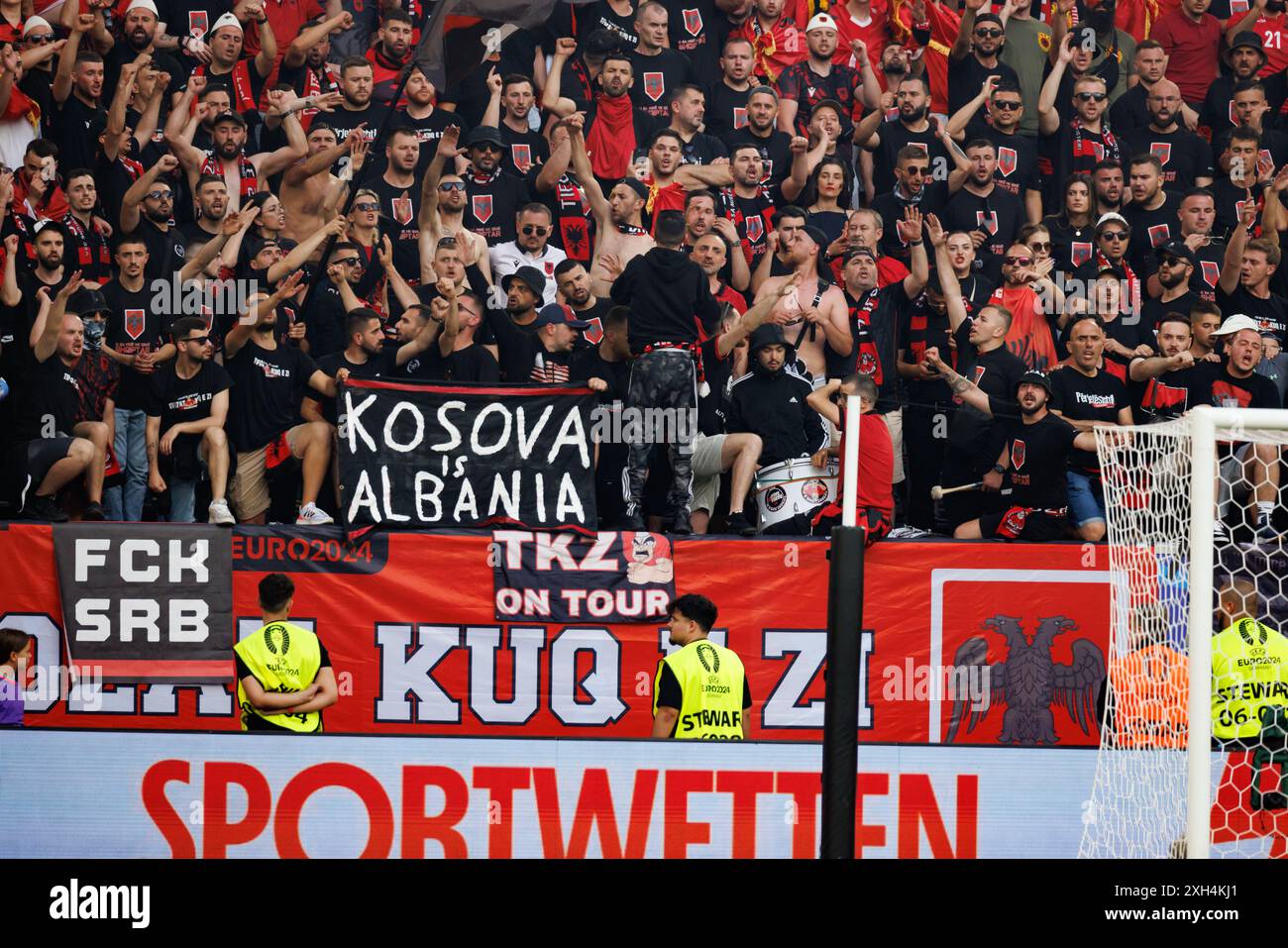 Fans of Albania seen during UEFA Euro 2024 game between national teams ...