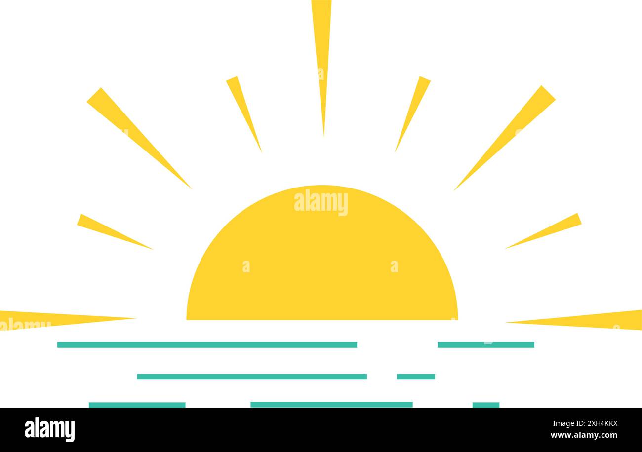 Yellow semicircle doodle half sun icons. Simple sunset graphic symbols ...