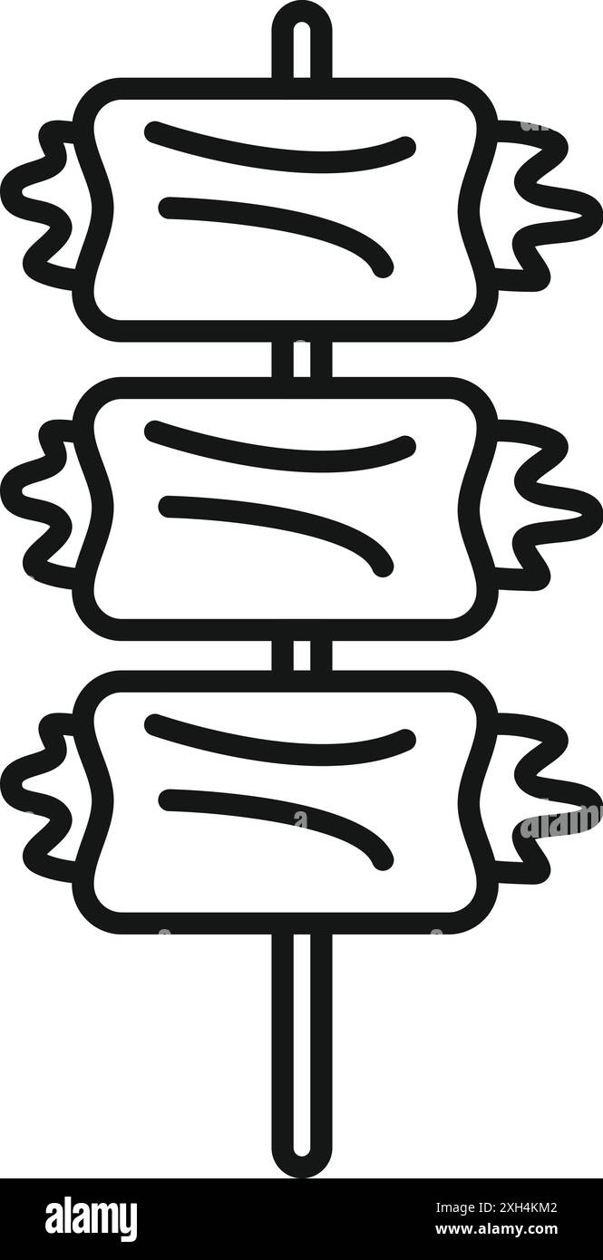 Line art icon of rolled meat skewers being grilled on a stick Stock ...