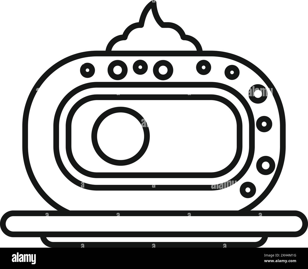 Hyperbaric oxygen therapy chamber lying on its side, front view ...