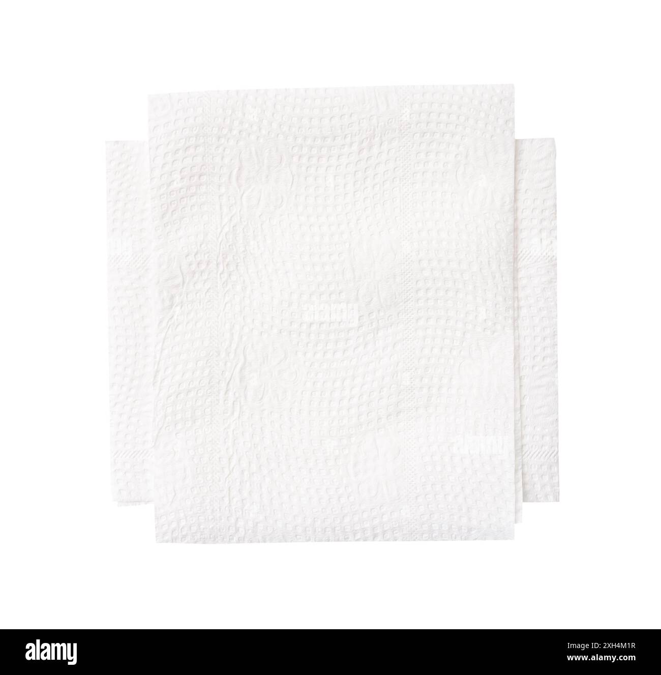 Top view of white folded tissue paper in stack is isolated on white ...