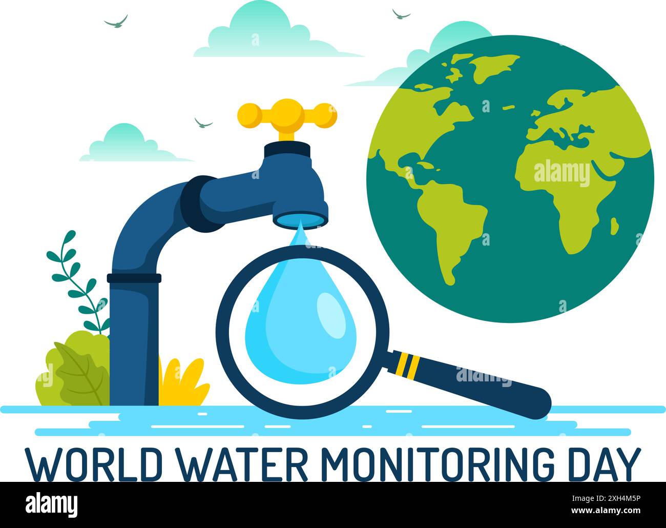 World Water Monitoring Day Vector Illustration on September 18 with ...