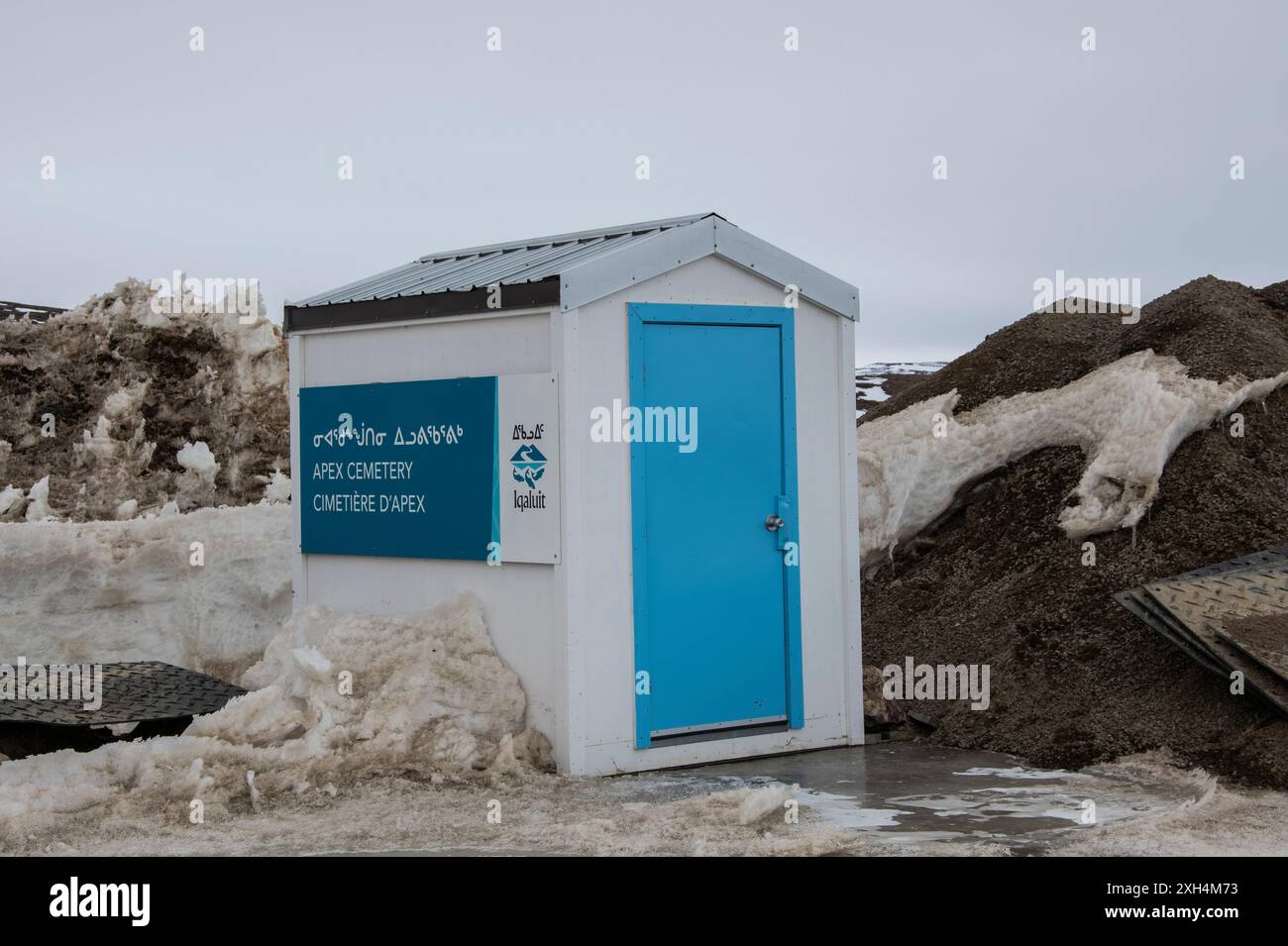 Utility shed at the Apex Cemetery in Apex, Nunavut, Canada Stock Photo ...
