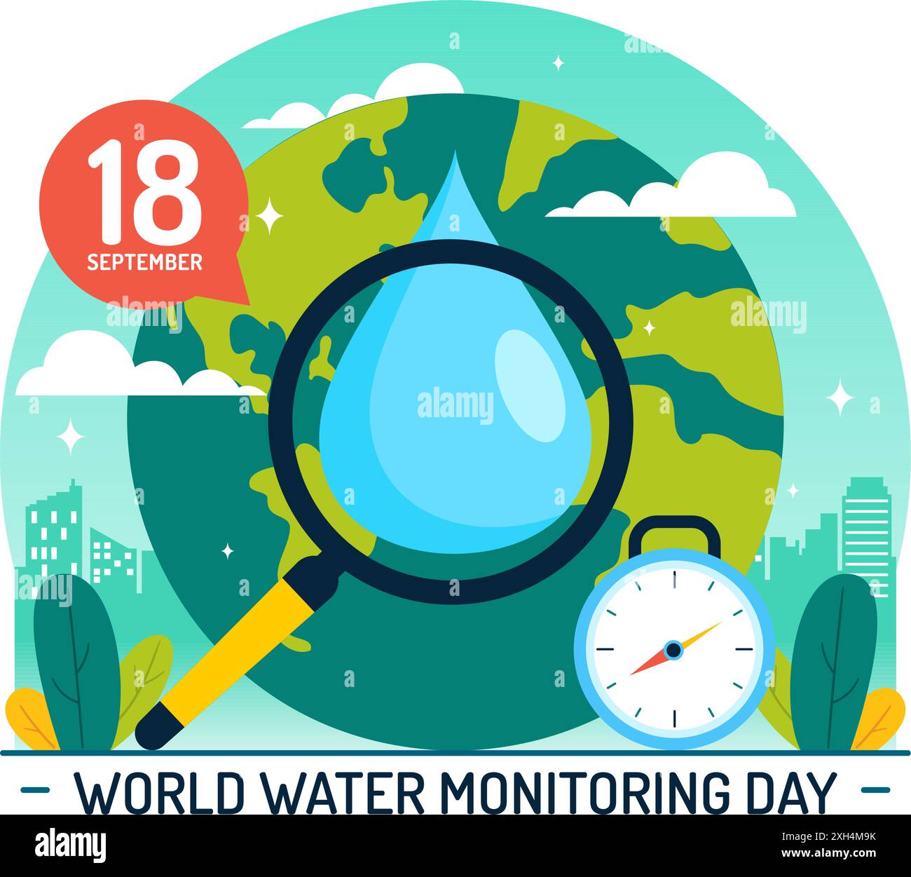 World Water Monitoring Day Vector Illustration on September 18 with ...