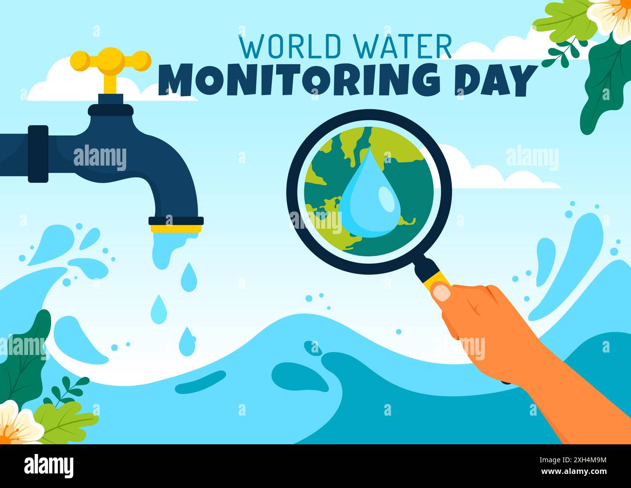 World Water Monitoring Day Vector Illustration on September 18 with ...