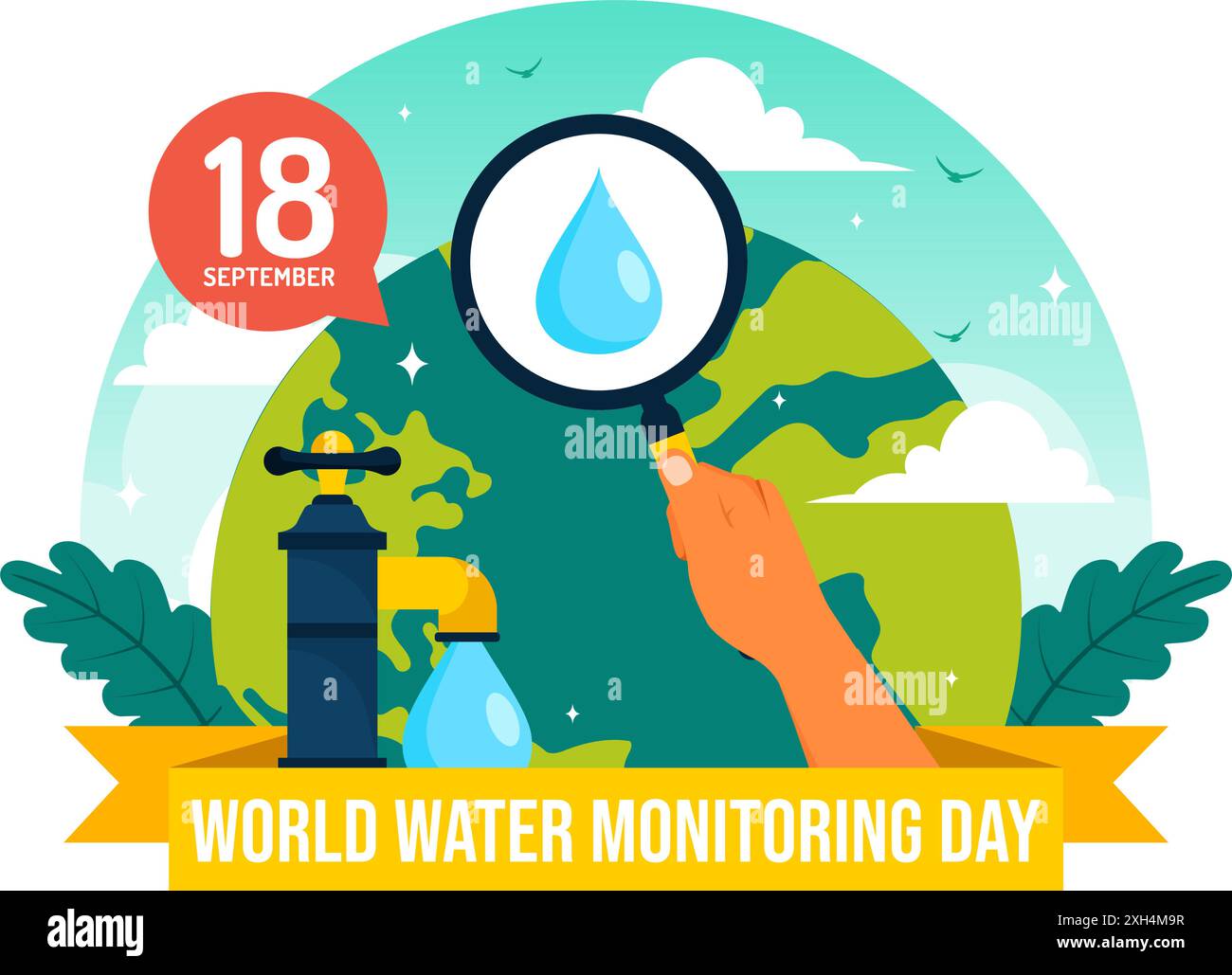 World Water Monitoring Day Vector Illustration on September 18 with ...