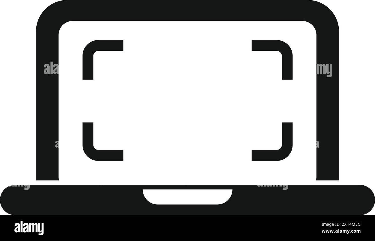 Simple icon of a laptop with image capture brackets on its screen Stock ...