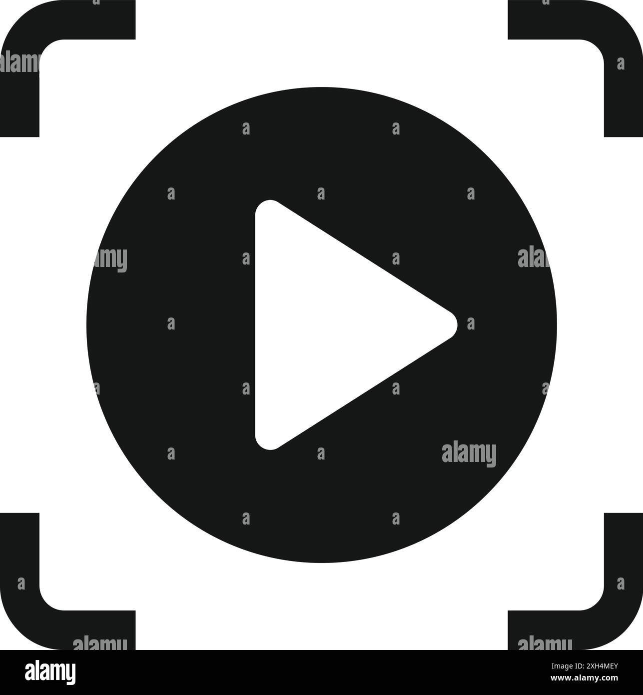 Black play button symbol is being captured by camera focus, concept of ...