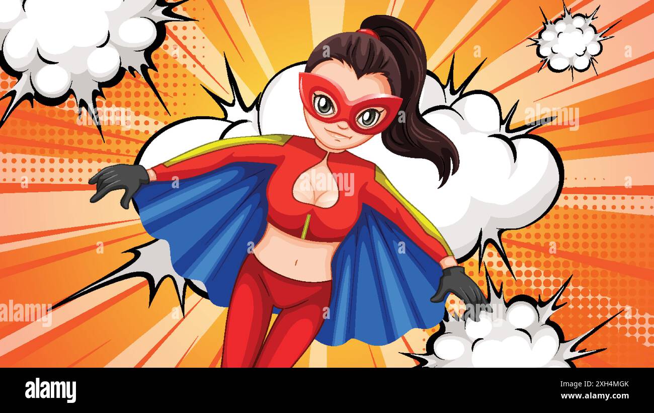 Female superhero flying with dynamic background Stock Vector Image ...