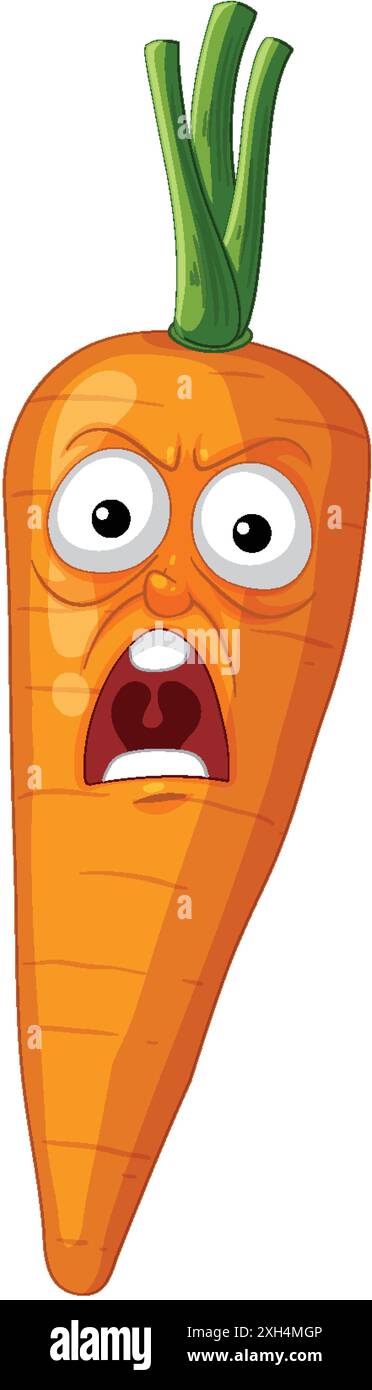 A shocked carrot with expressive eyes and mouth Stock Vector Image ...