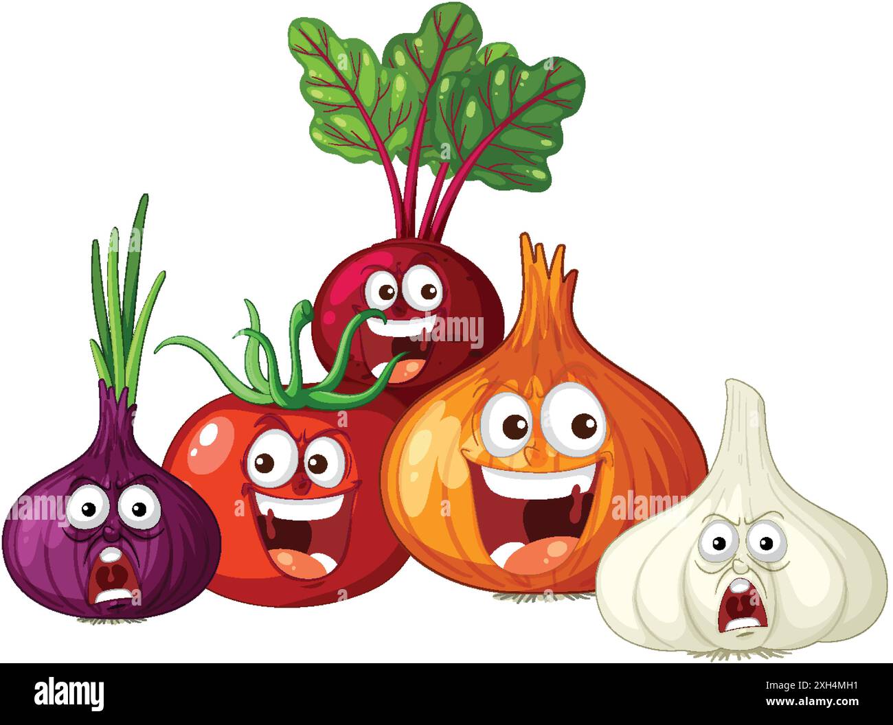 Cartoon vegetables with expressive, happy faces Stock Vector Image ...