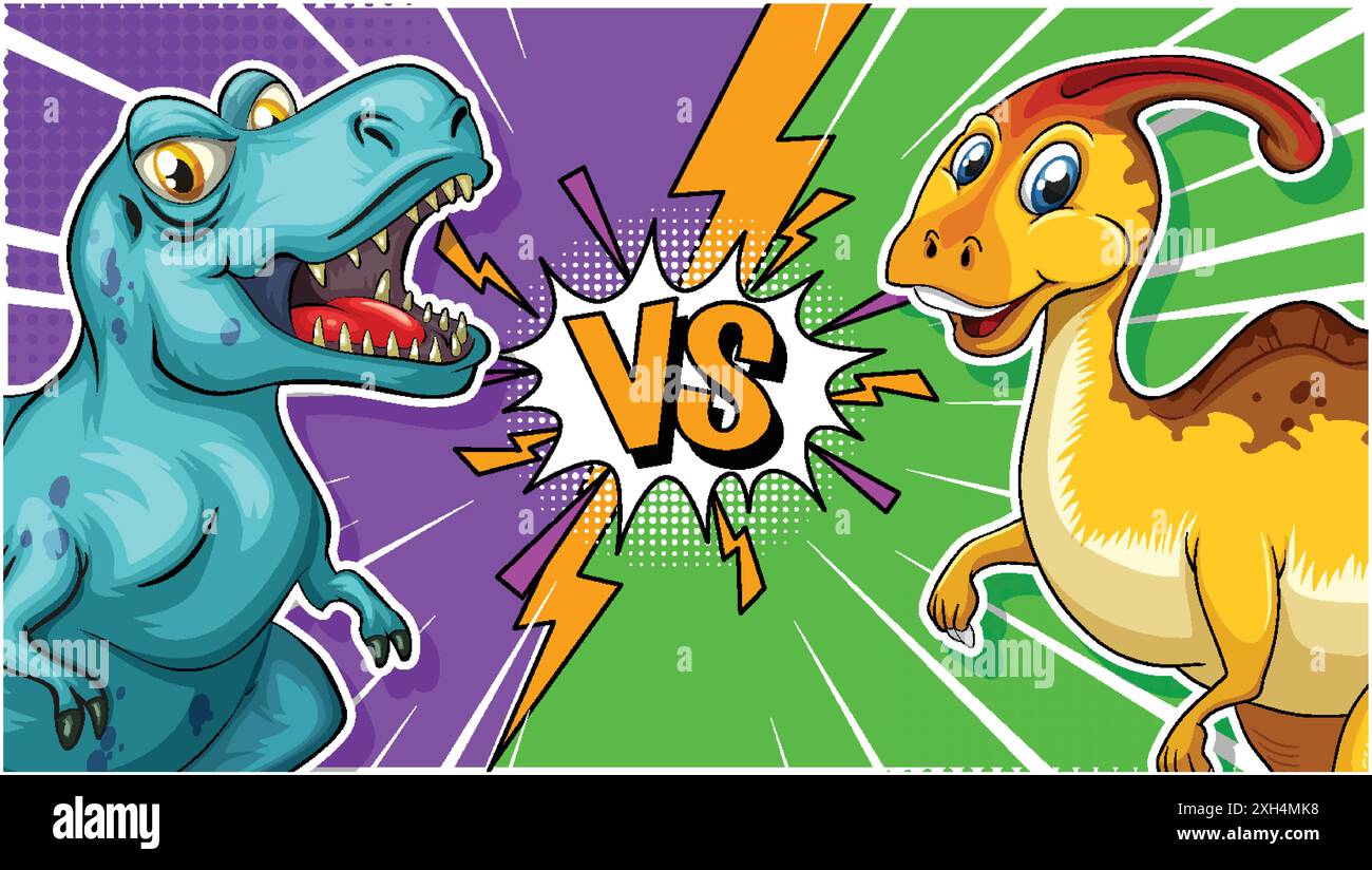 Two dinosaurs face off in a comic style Stock Vector Image & Art - Alamy