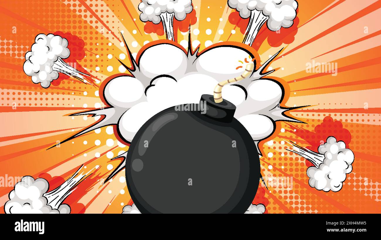 A cartoon bomb with explosive background Stock Vector Image & Art - Alamy