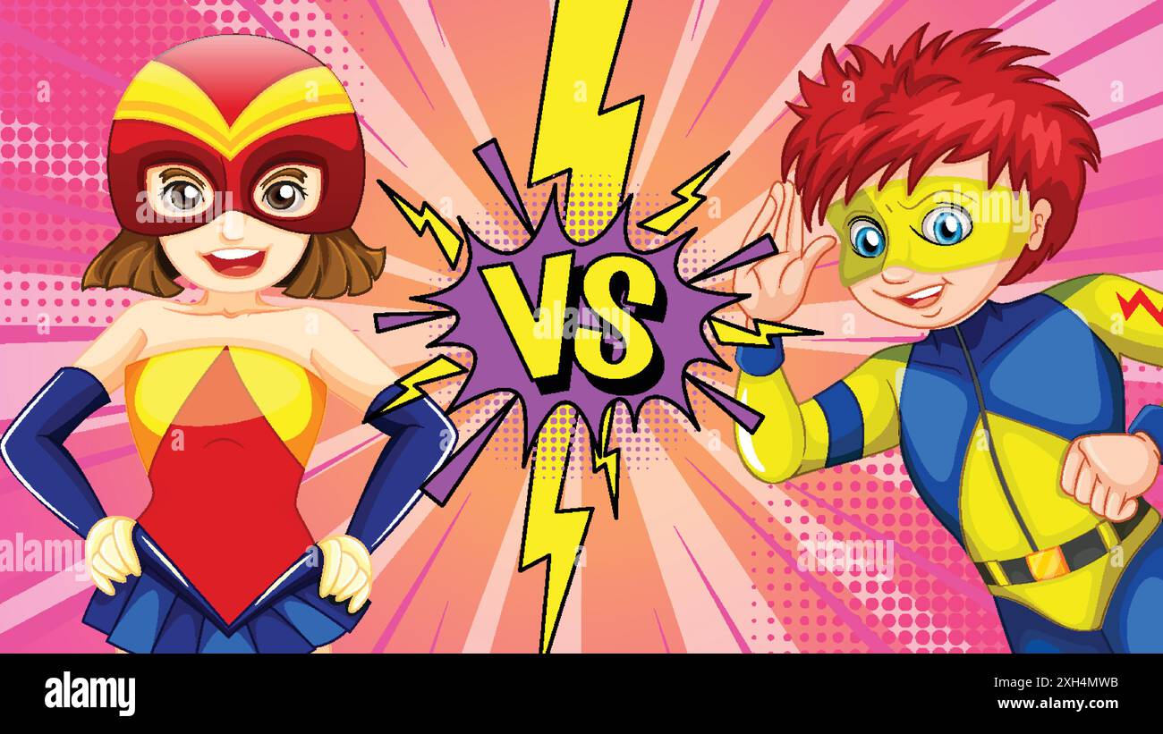 Two superheroes face off in a battle Stock Vector Image & Art - Alamy