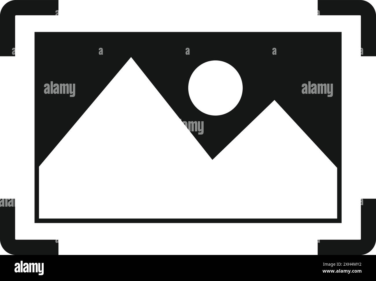 Black and white icon of a camera focusing on a landscape image Stock ...