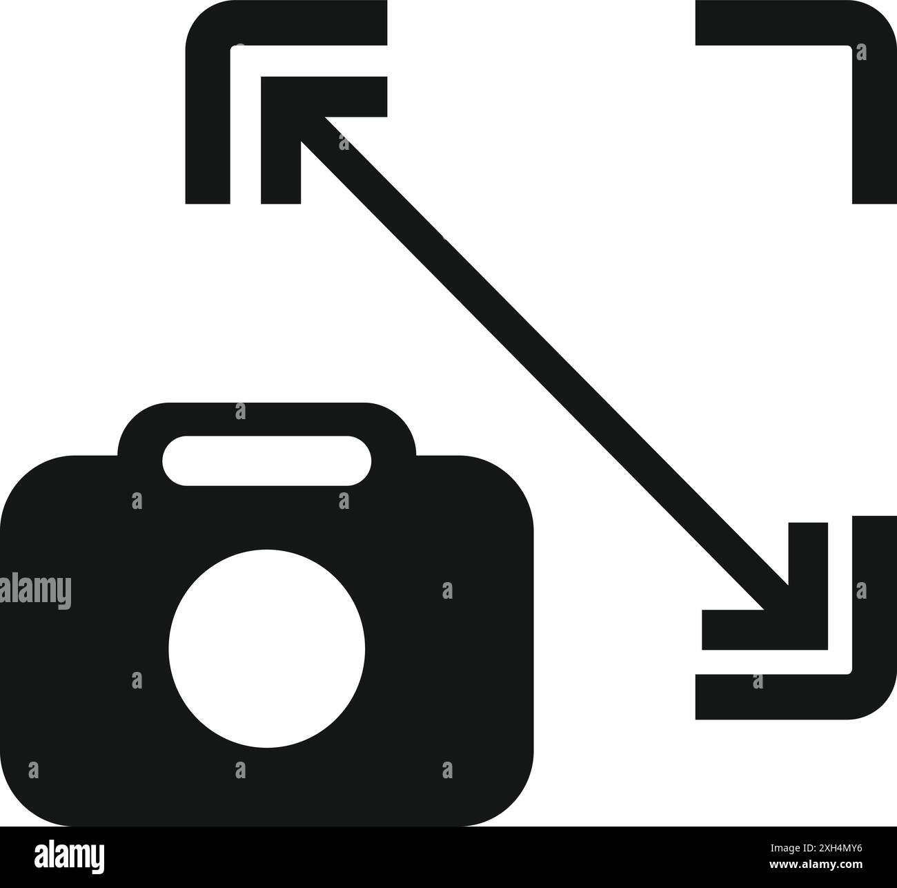 Black icon of a camera with arrows indicating diagonal movement and ...