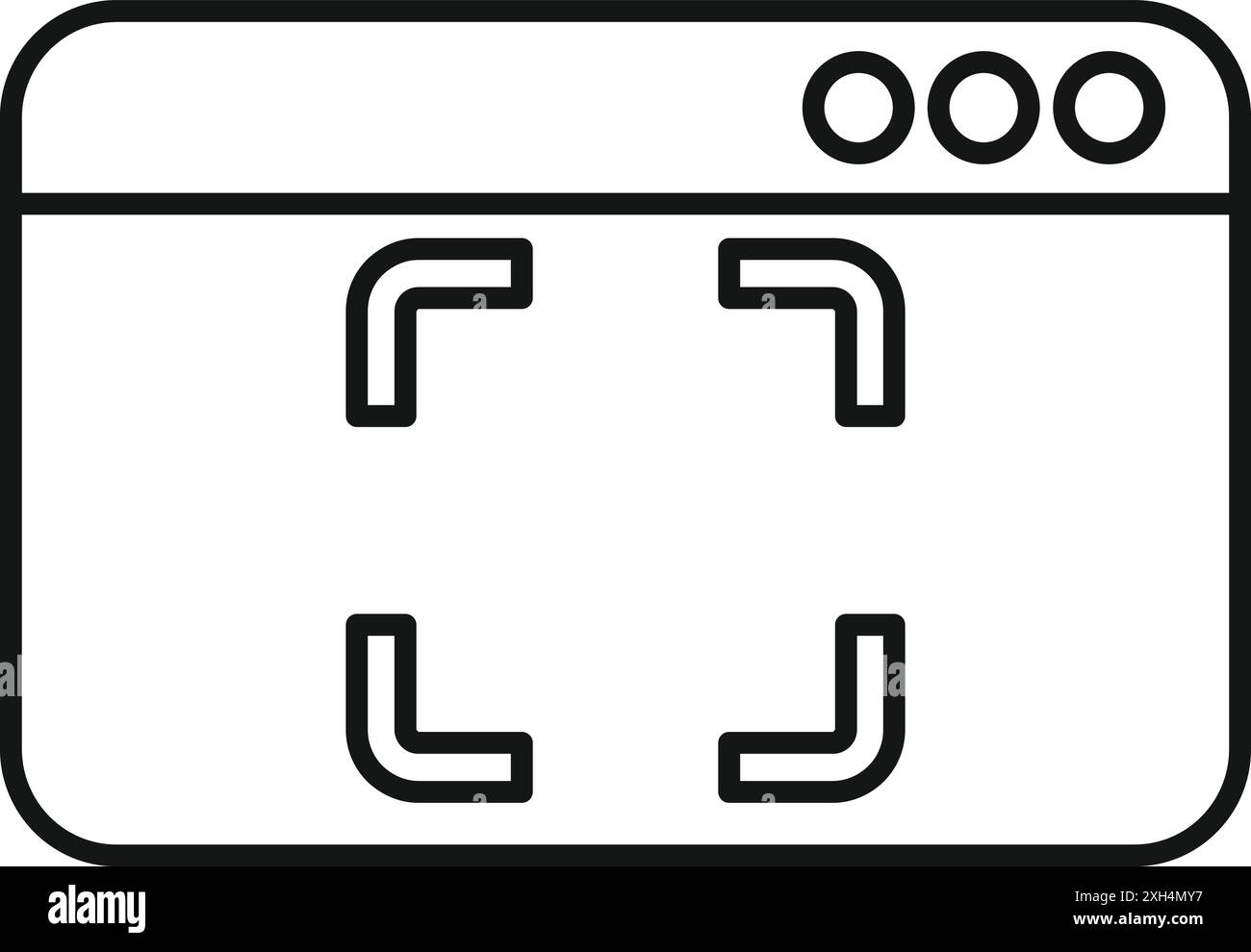 Simple black and white icon of a computer screen showing a focusing ...