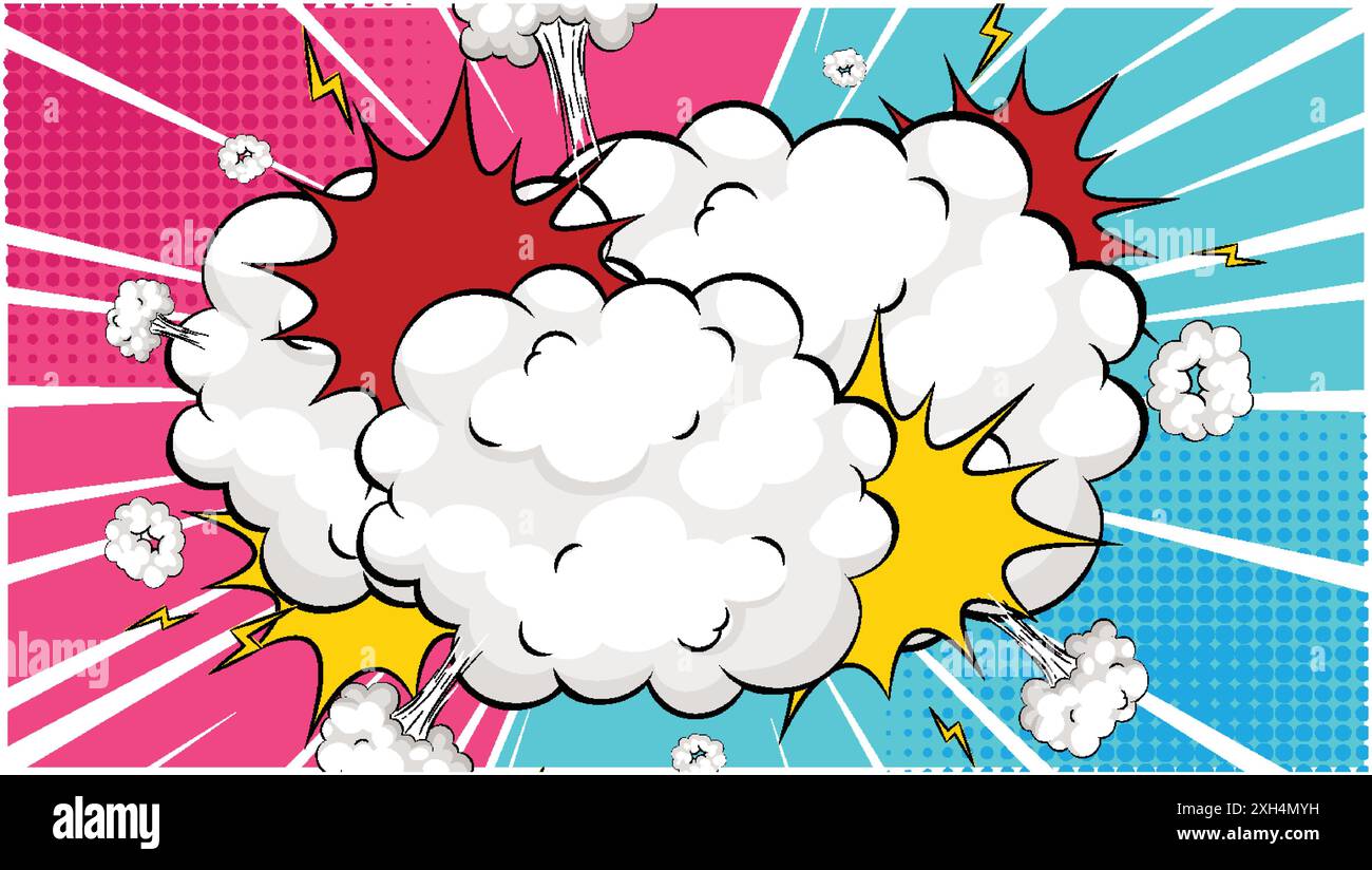 Colorful comic explosion with clouds and bursts Stock Vector Image & Art - Alamy