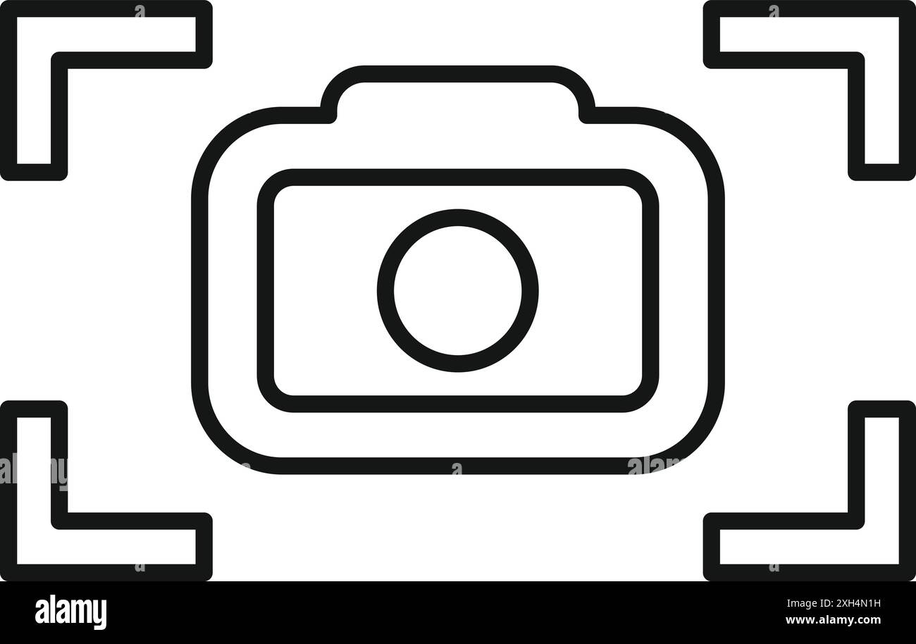 Line drawing of a camera focusing, representing photography and image ...