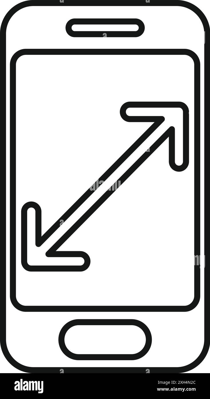 Smartphone displaying expanding diagonal arrows, indicating a ...