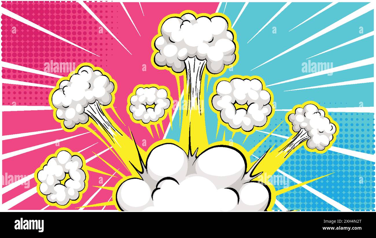 Colorful comic explosion with clouds and rays Stock Vector Image & Art ...