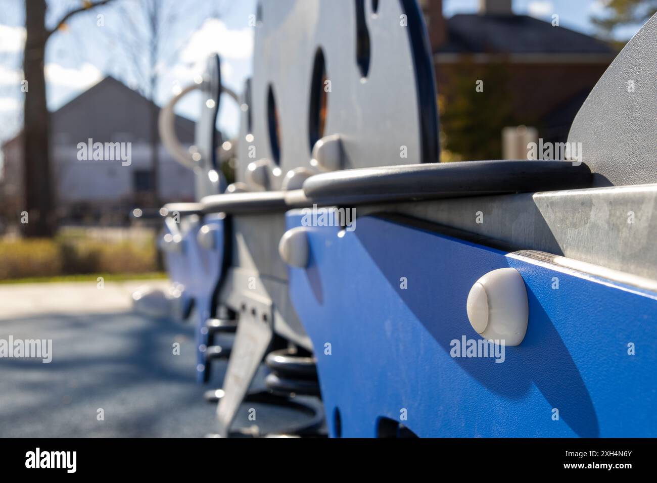Playground blue and silver structures - geometric patterns, smooth ...