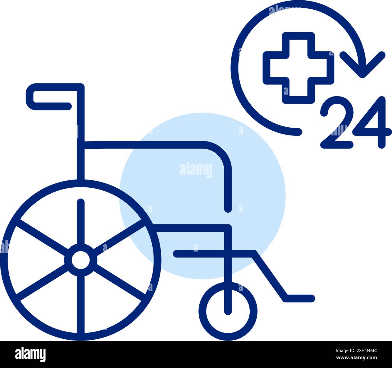 Wheelchair, medical cross and 24 hour symbol. All day healthcare ...