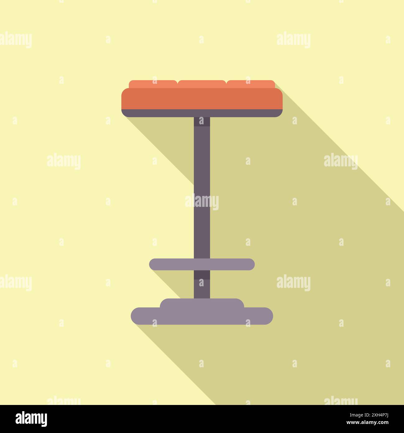 Modern bar stool with footrest casting a long shadow over a light ...