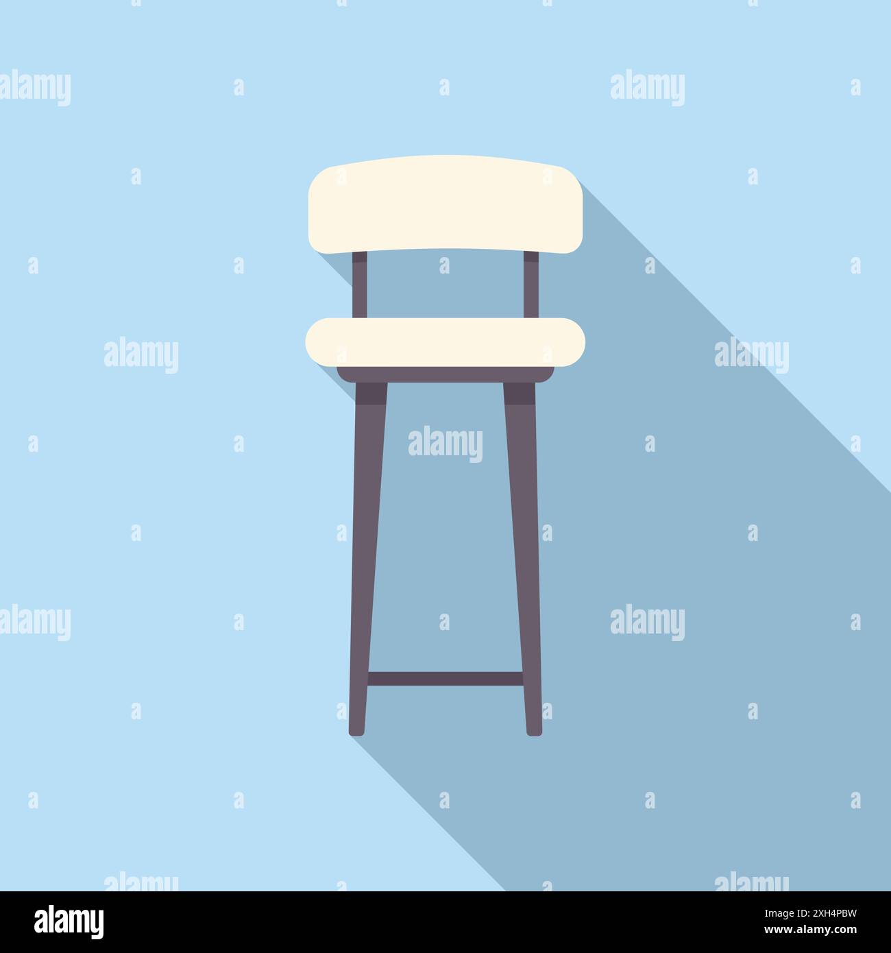 Modern bar stool with white leather seat and back, standing on blue ...