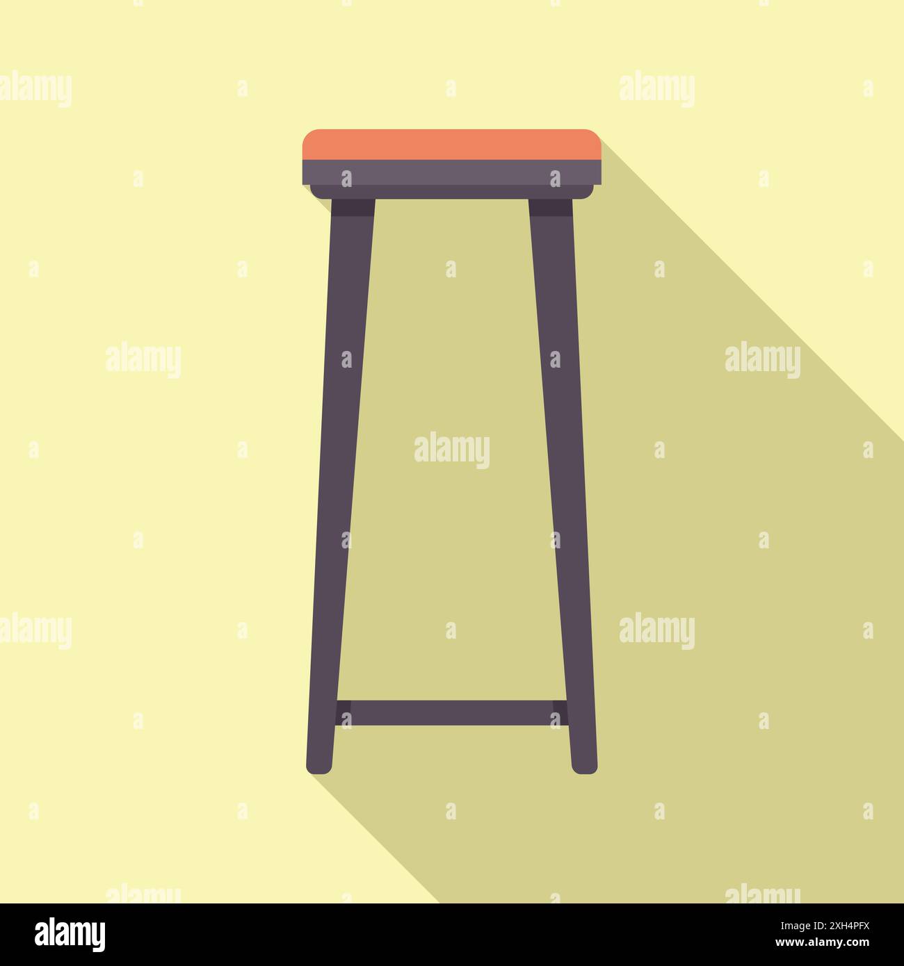 Tall bar stool with a padded seat standing on a yellow background Stock ...