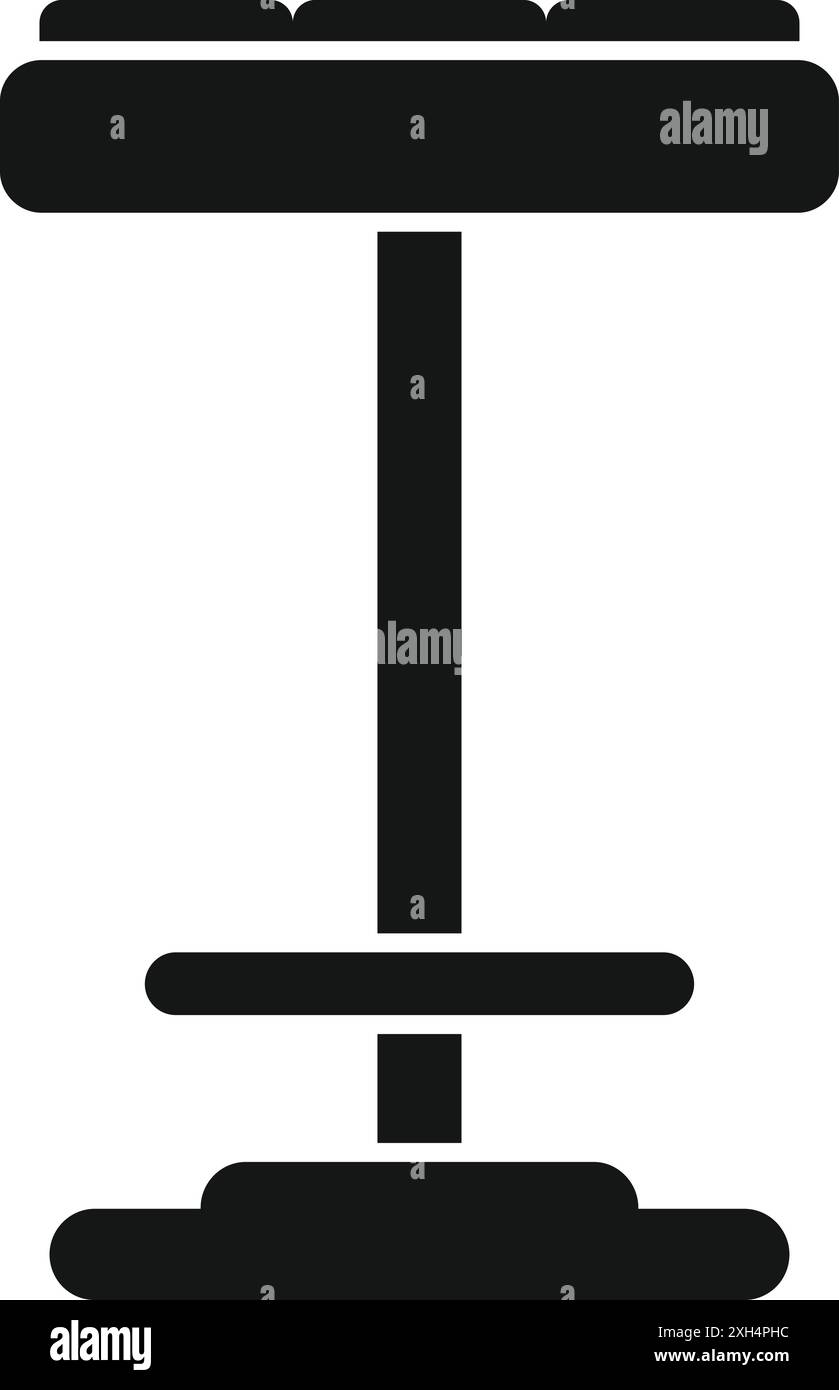 Simple black silhouette of a tall bar stool standing on a single leg ...
