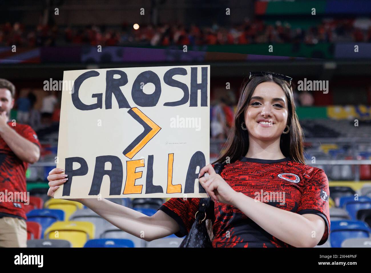 Albanian fan seen during UEFA Euro 2024 game between national teams of ...