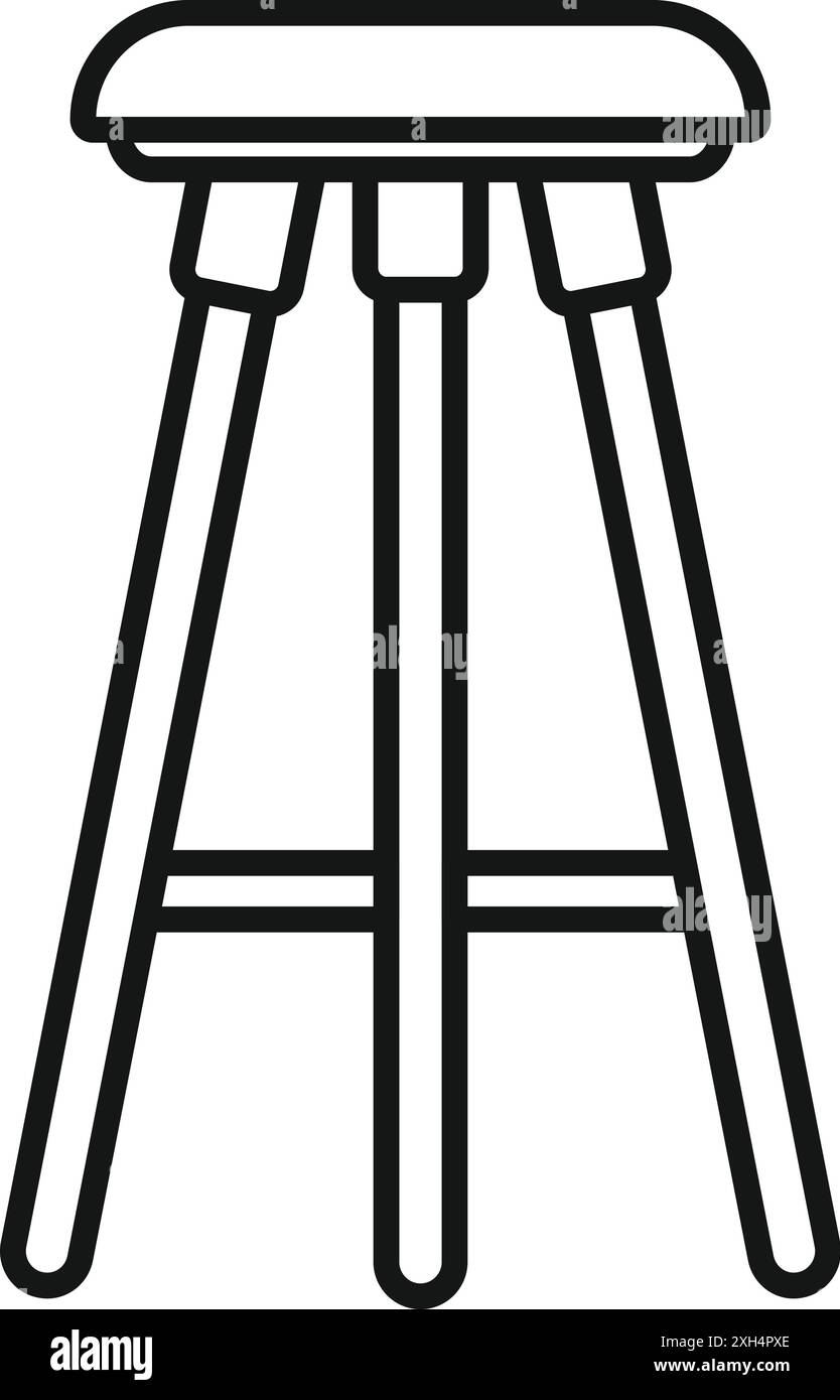 Line drawing of a simple chair with wooden legs standing on white ...