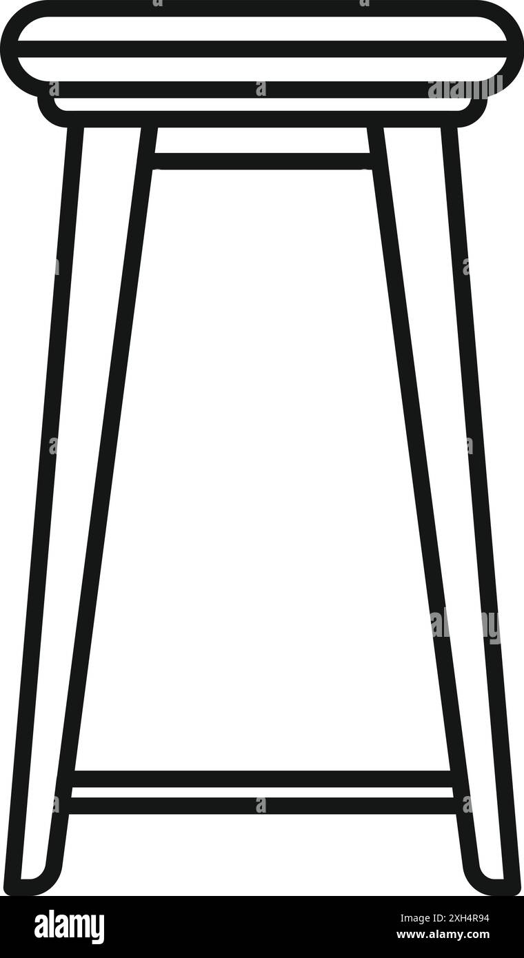 Simple line art icon of a tall bar stool with four legs and a round ...