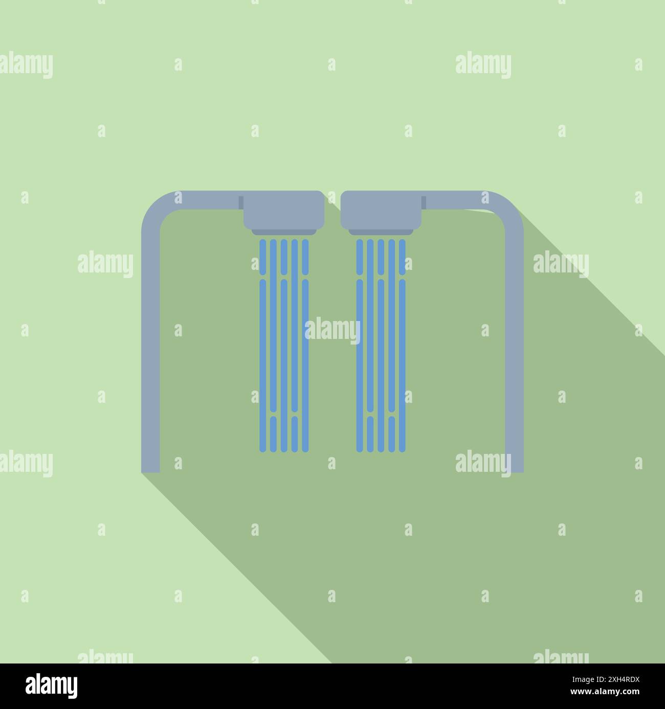 Two shower heads are pouring water, offering a relaxing and refreshing ...