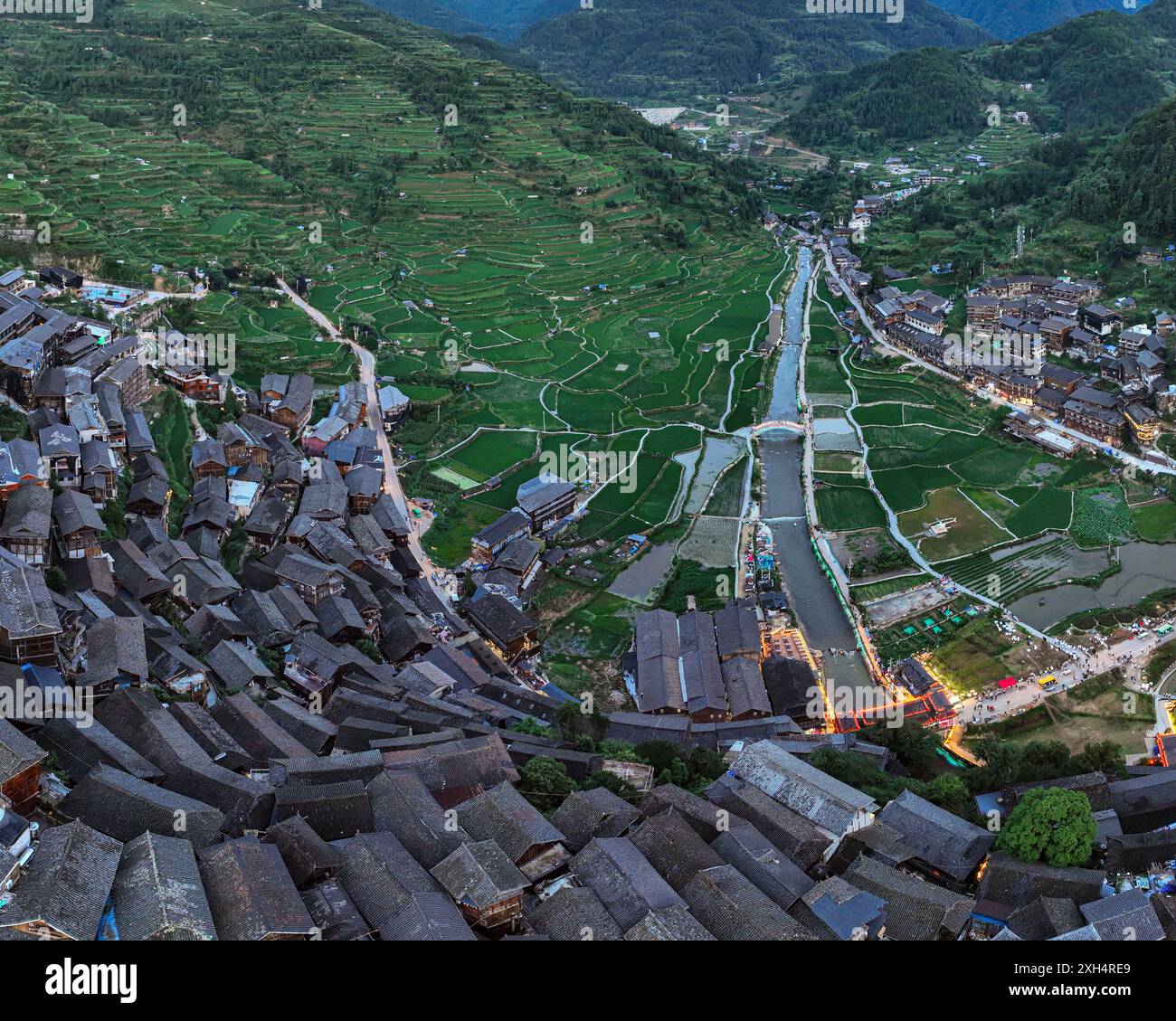 Aerial view of Xijiang village in Guizhou, China Stock Photo - Alamy