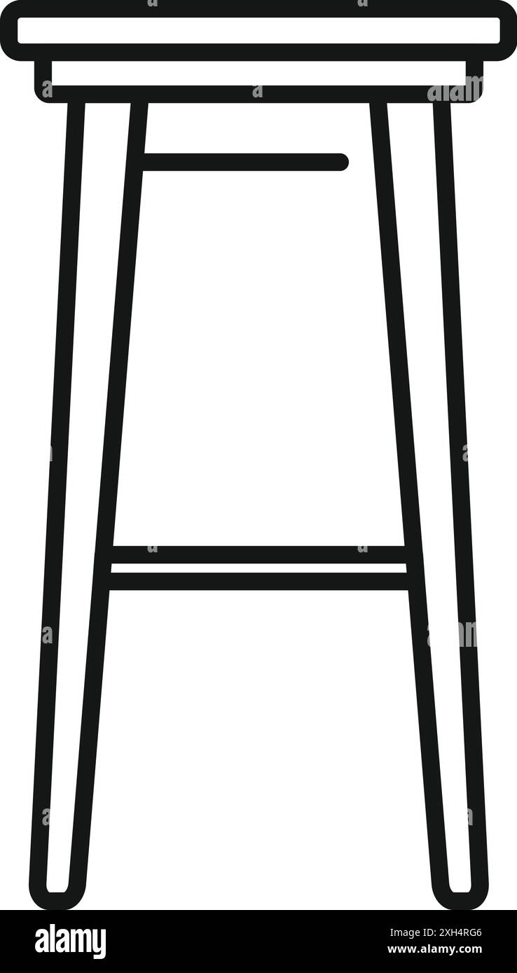 Simple line drawing of a tall wooden stool with four legs and a ...