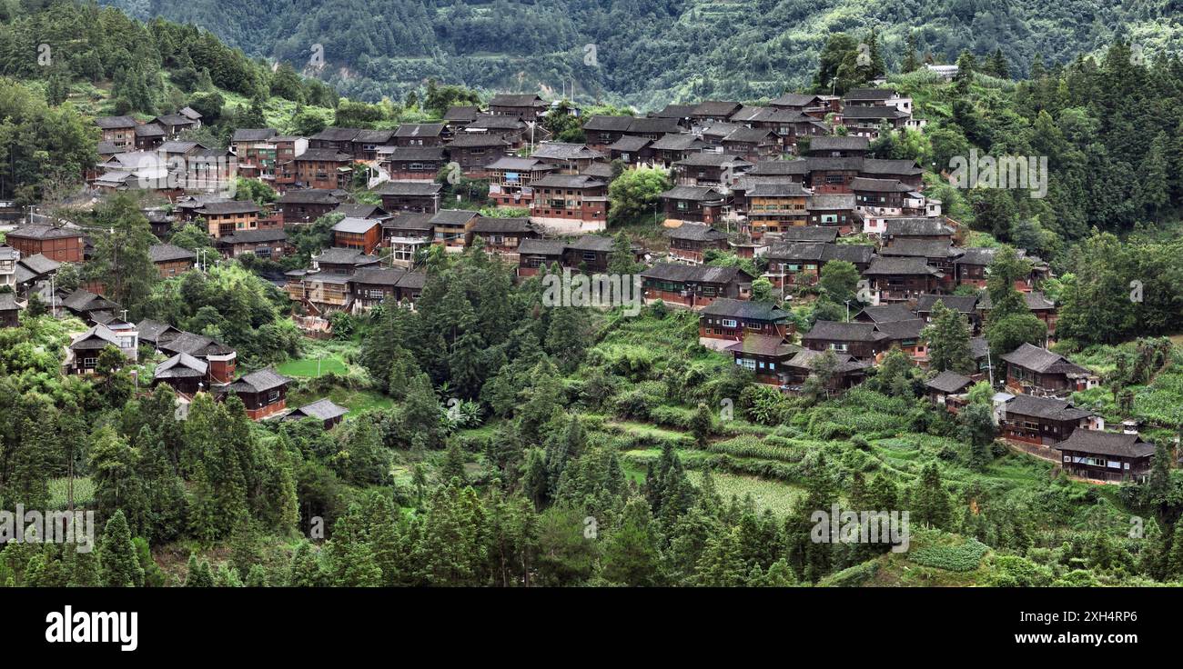 Aerial view of ancient remote village in Guizhou, China Stock Photo - Alamy