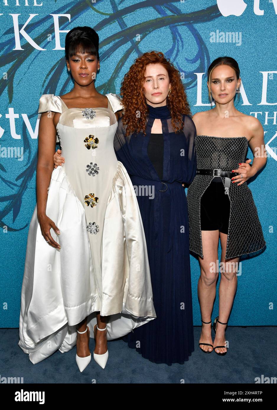 Moses Ingram, left, Alma Har'el and Natalie Portman attend the Apple ...