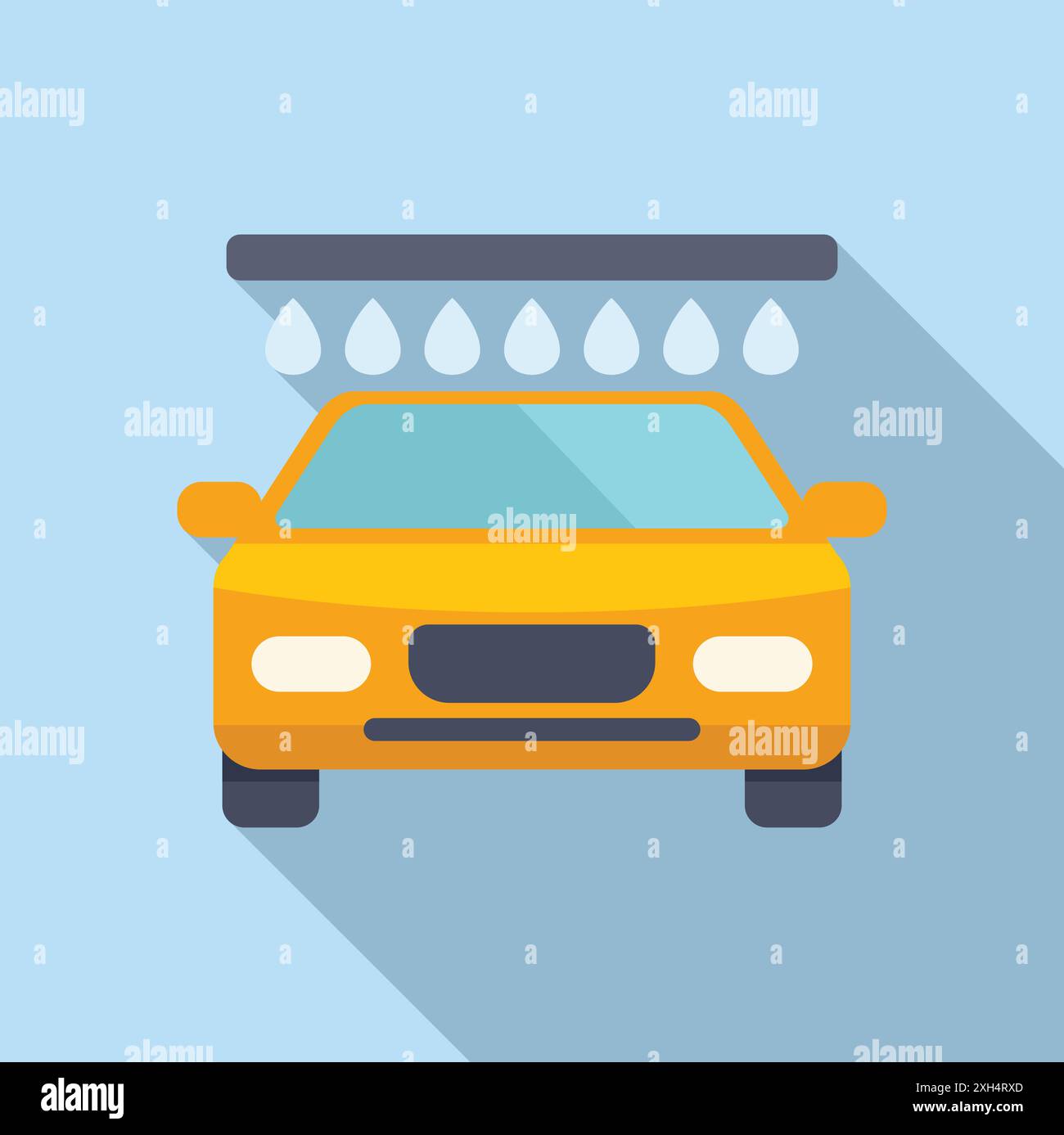 Yellow car is getting sprayed with water in an automatic car wash Stock ...