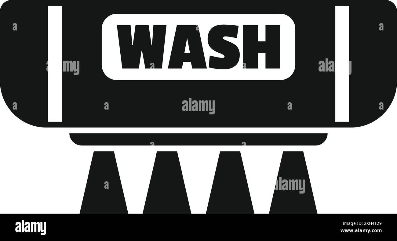 Car wash machine is spraying water in simple style isolated on white ...