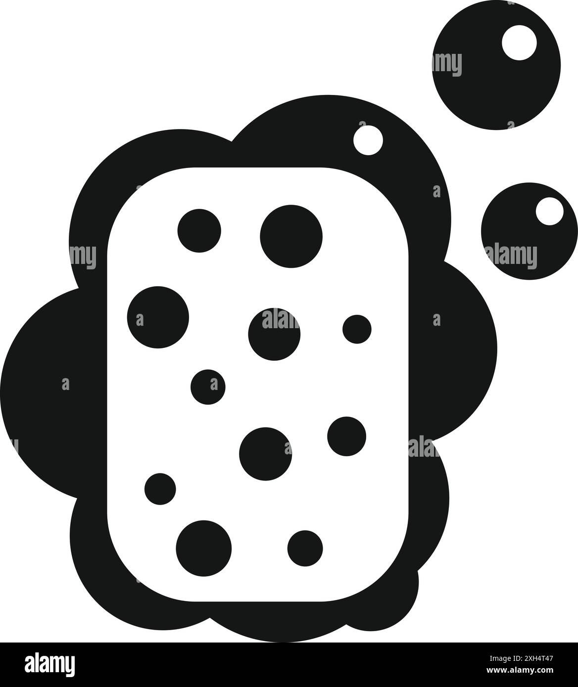 Simple icon of a black sponge for dish washing making foam, isolated on ...