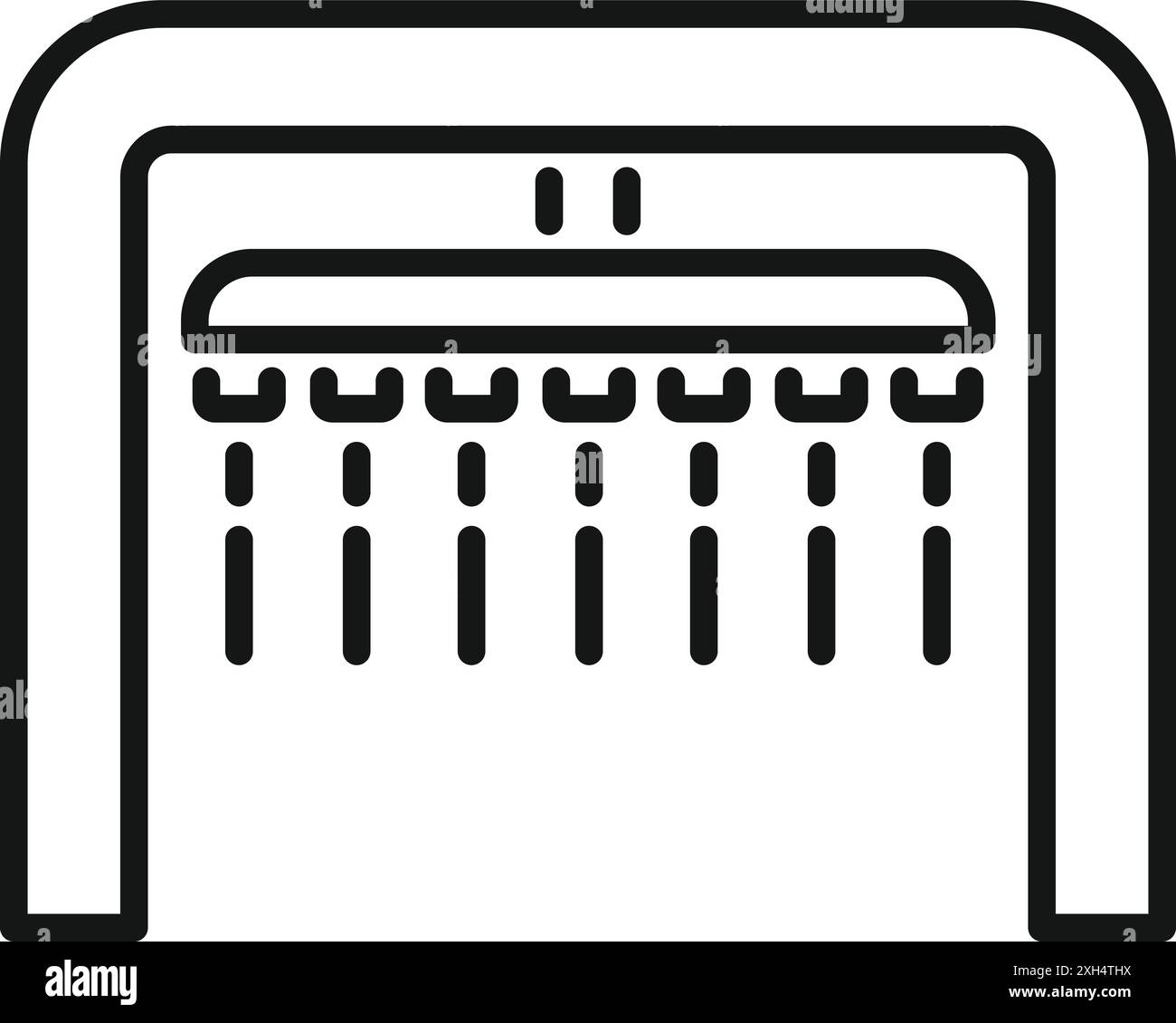 Line drawing of an automatic car wash system spraying water on a white ...