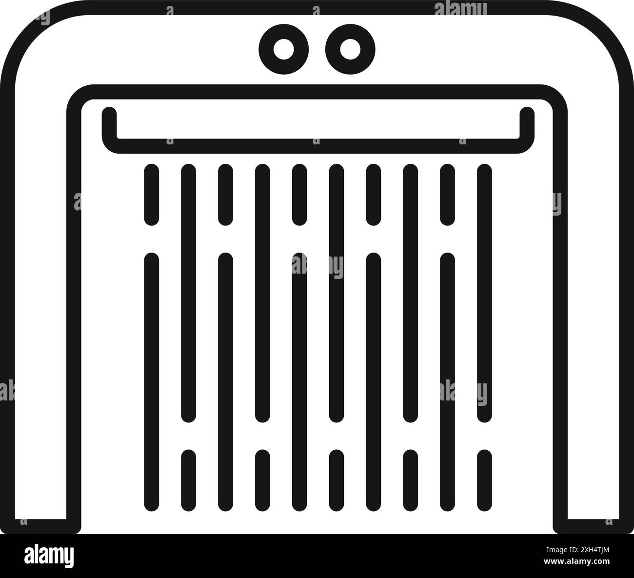 Simple black and white icon of a car wash entrance with water jets ...