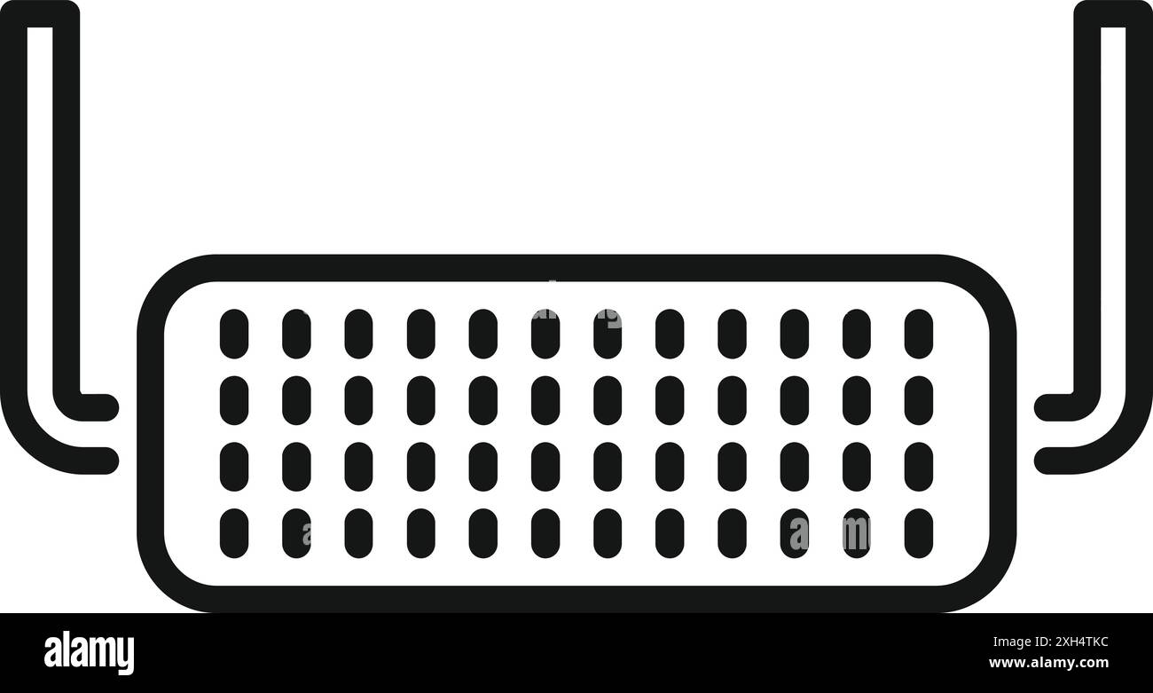 Simple black and white icon of a router providing a wireless internet ...