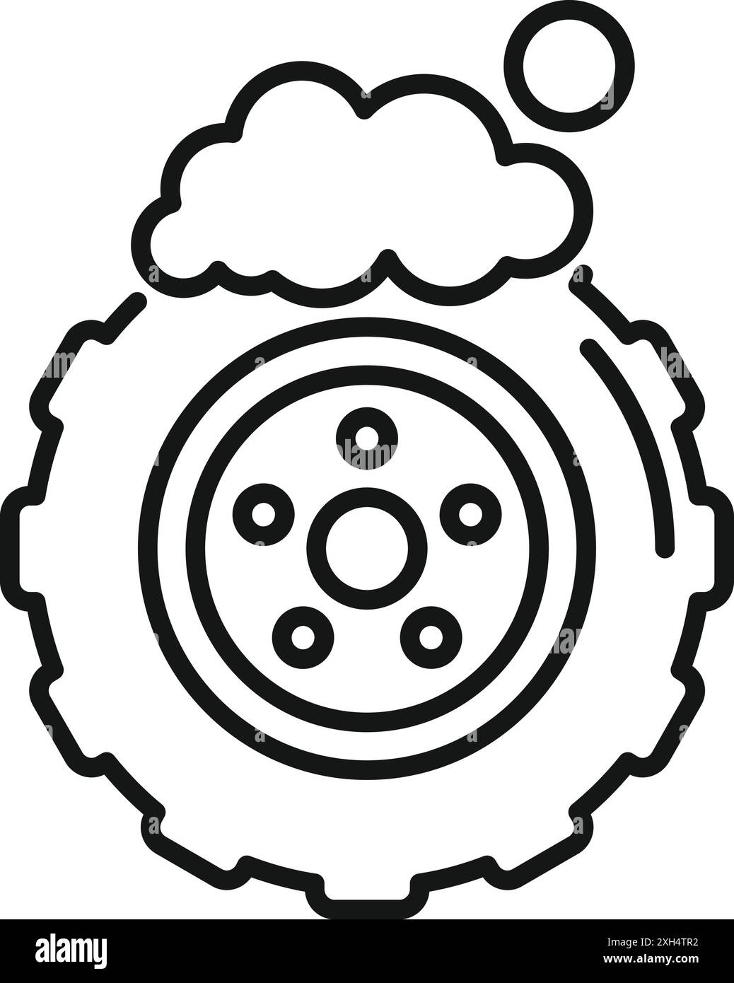 Line drawing of a car or truck tire being washed, representing car ...